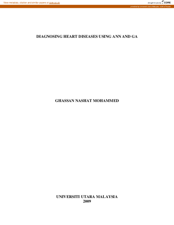 (PDF) Dianosing Heart Diseases Using ANN and GA