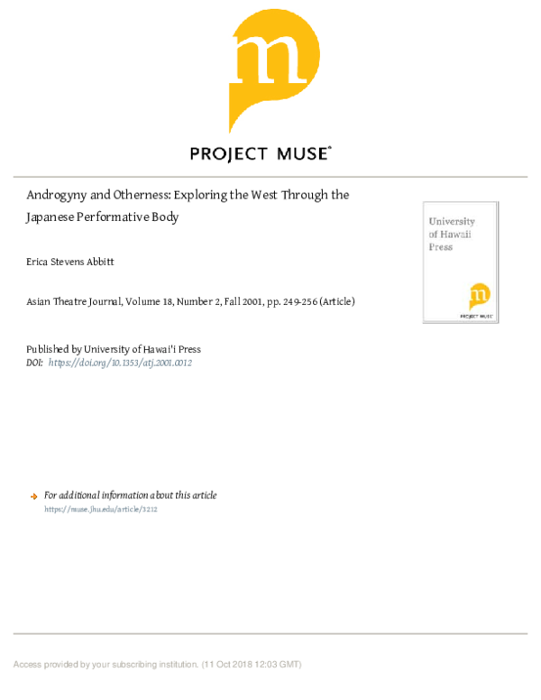 (PDF) Androgyny and Otherness: Exploring the West Through the Japanese ...