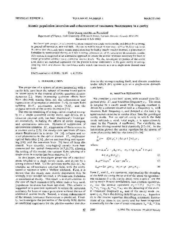 Pdf Atomic Population Inversion And Enhancement Of Resonance