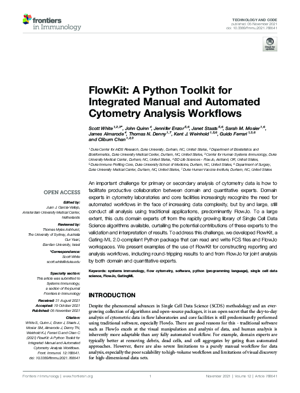 (PDF) FlowKit: A Python Toolkit for Integrated Manual and Automated Cytometry Analysis Workflows