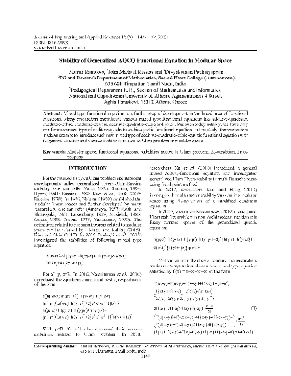 (PDF) Stability of Generalized AQCQ Functional Equation in Modular Space