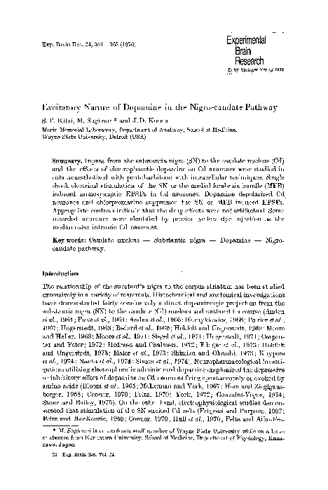 (PDF) Excitatory nature of dopamine in the nigro-caudate pathway