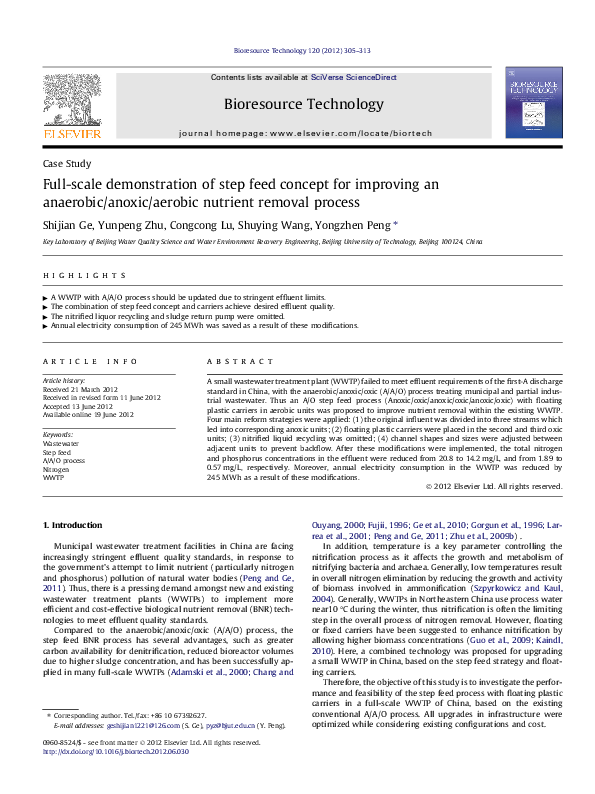 (PDF) Full-scale demonstration of step feed concept for improving an ...