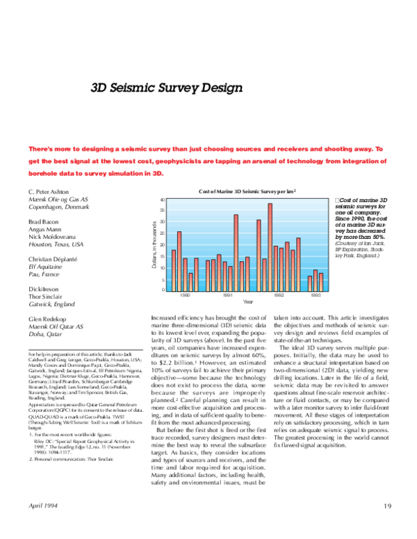 (PDF) 3D seismic survey design