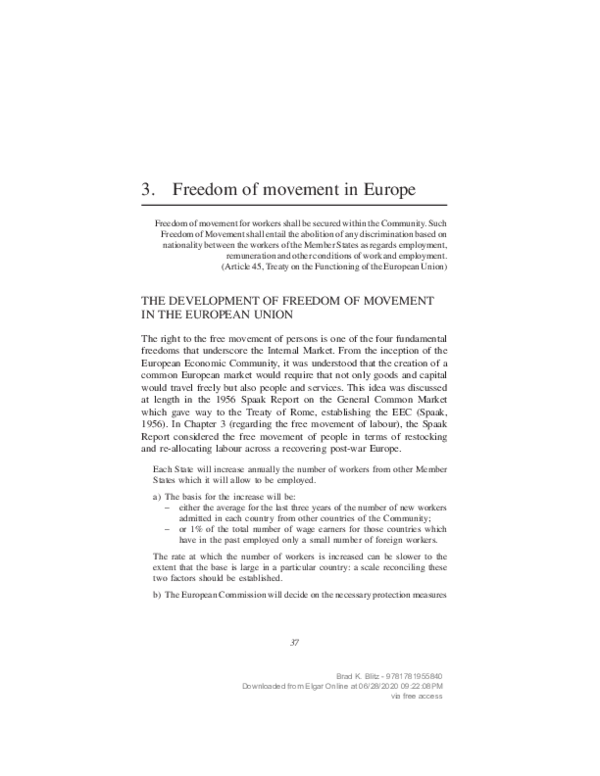 (PDF) Freedom of movement in Europe
