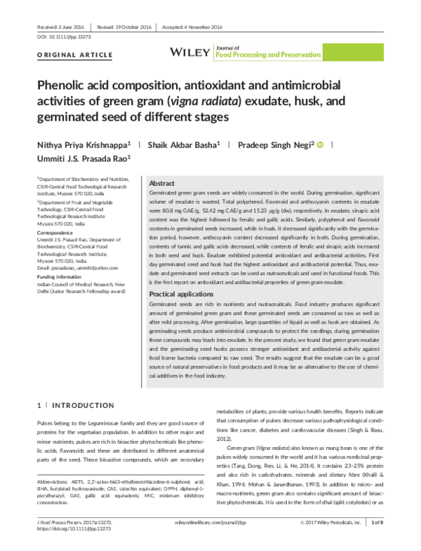 (PDF) Phenolic acid composition, antioxidant and antimicrobial ...