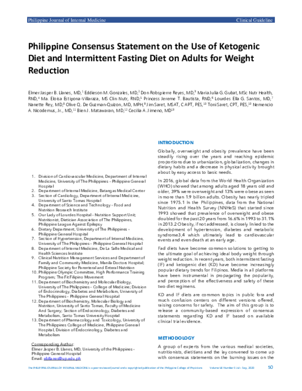 (PDF) Philippine consensus statement on the use of ketogenic diet and ...