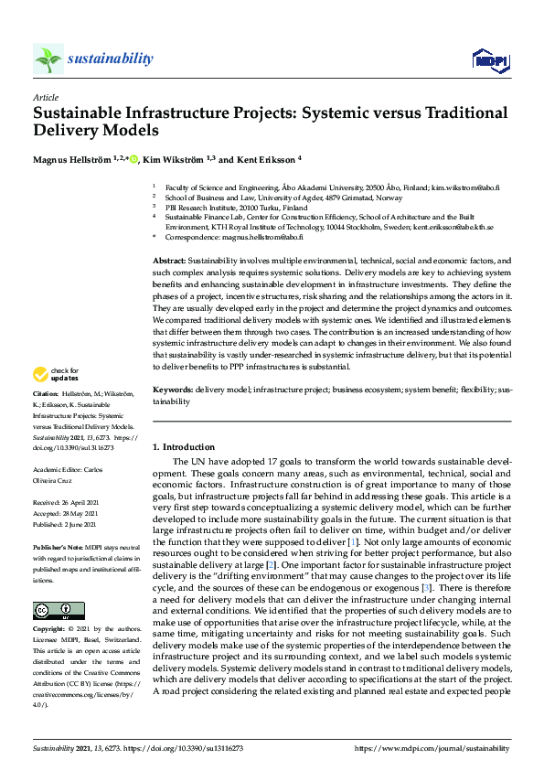 (PDF) Sustainable Infrastructure Projects: Systemic versus Traditional ...