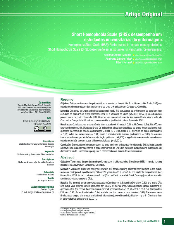 (PDF) Short Homophobia Scale (SHS): desempenho em estudantes ...