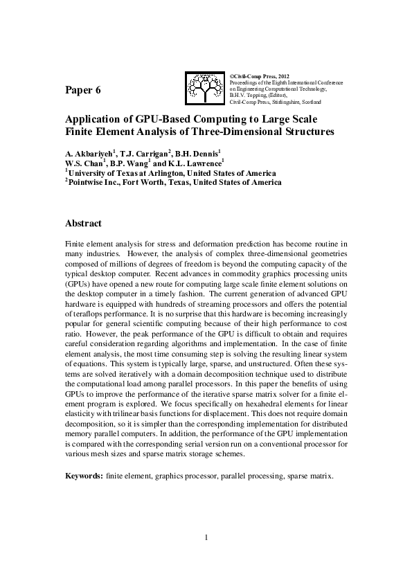 Pdf Gpu Computing For Finite Element Analysis