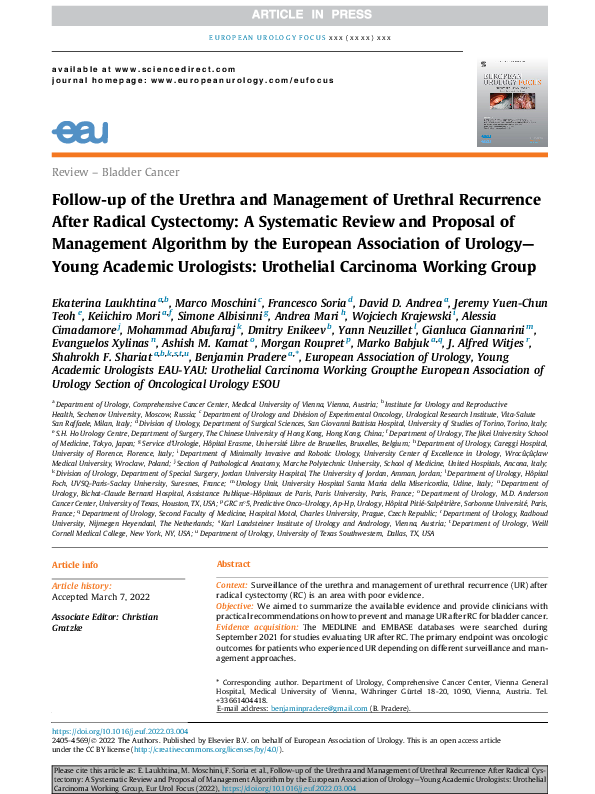 (PDF) Follow-up of the Urethra and Management of Urethral Recurrence ...