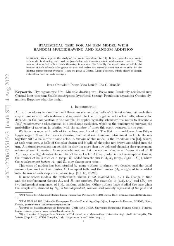 (PDF) Statistical test for an urn model with random multidrawing and ...