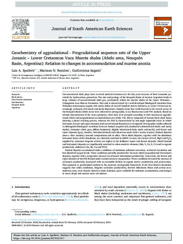(PDF) Geochemistry of aggradational - Progradational sequence sets of ...
