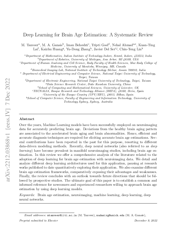 (PDF) Deep learning for brain age estimation: A systematic review