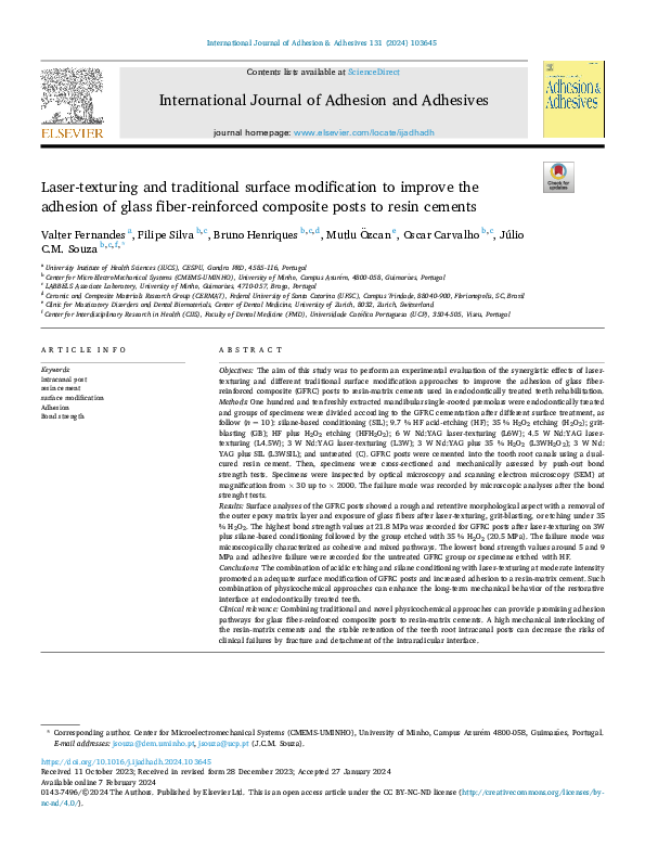 Pdf Laser Texturing And Traditional Surface Modification To Improve The Adhesion Of Glass