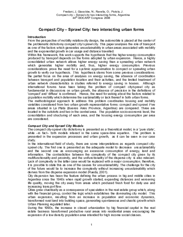 (PDF) Compact City-Sprawl City: two interacting urban forms