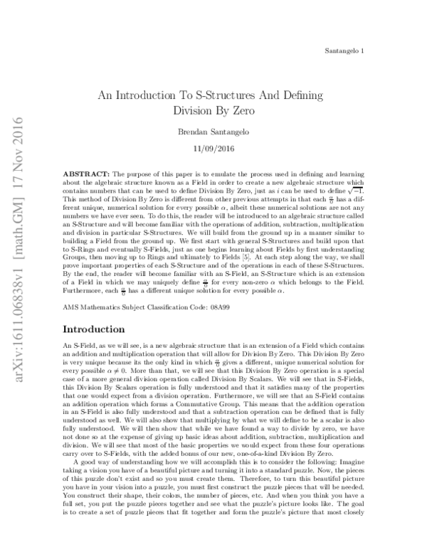 Pdf A New Algebraic Structure That Extends Fields And Allows For A 2842