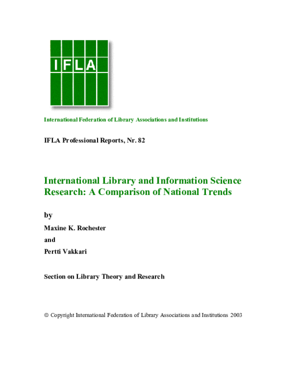 (PDF) International Library and Information Science Research: A ...