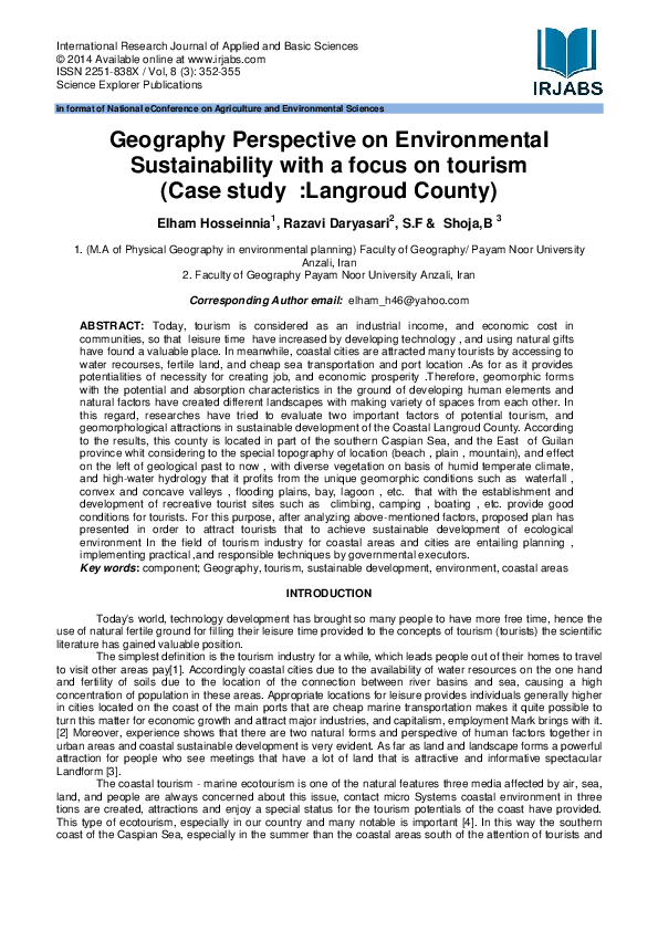 (PDF) Geography perspective on environmental sustainability with a ...