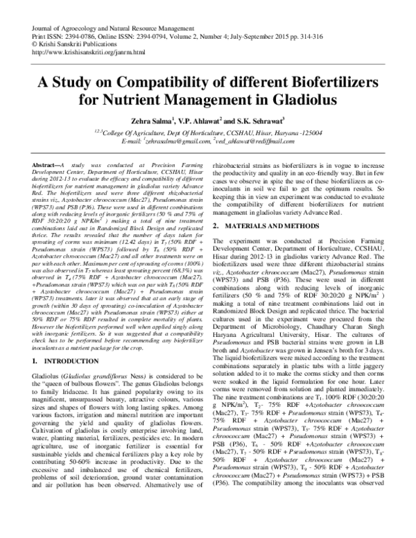 (PDF) A Study on Compatibility of different Biofertilizers for Nutrient ...