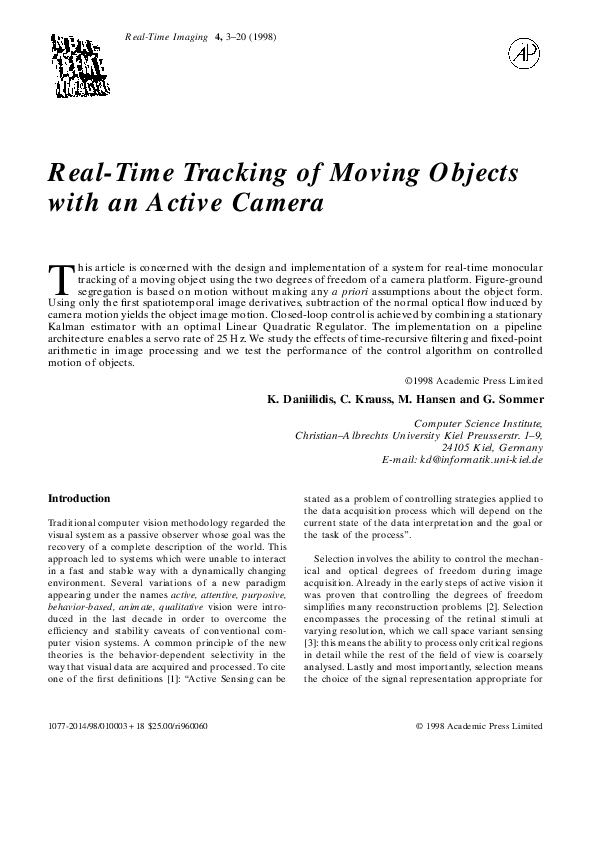 (PDF) Real-Time Tracking of Moving Objects with an Active Camera