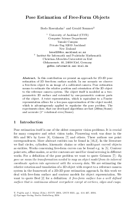 Pdf Pose Estimation Of Free Form Objects