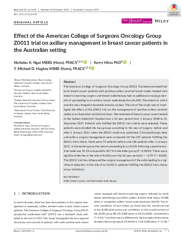 (PDF) Effect of the American College of Surgeons Oncology Group Z0011 ...