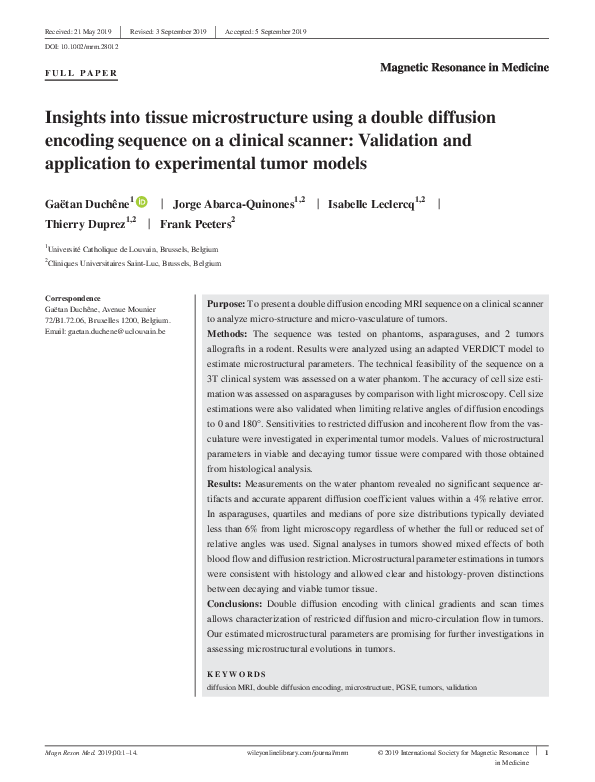 (PDF) Insights into tissue microstructure using a double diffusion ...
