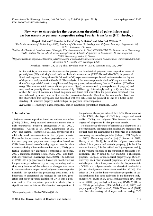 (PDF) New way to characterize the percolation threshold of polyethylene and carbon nanotube ...
