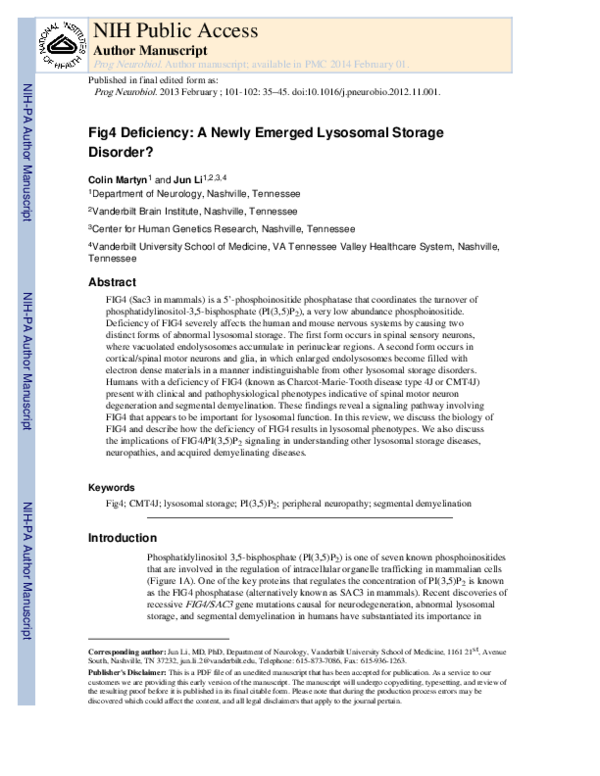 (PDF) Fig4 deficiency: a newly emerged lysosomal storage disorder?