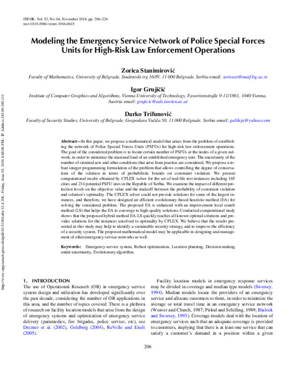 (PDF) Modeling the Emergency Service Network of Police Special Forces ...