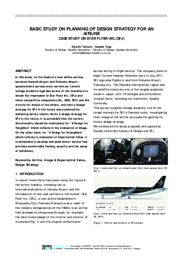 (PDF) Basic Study on Planning of Design Strategy for an Airline: Case ...