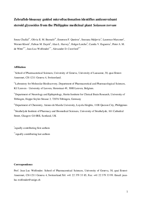 (PDF) Zebrafish Bioassay-Guided Microfractionation Identifies ...