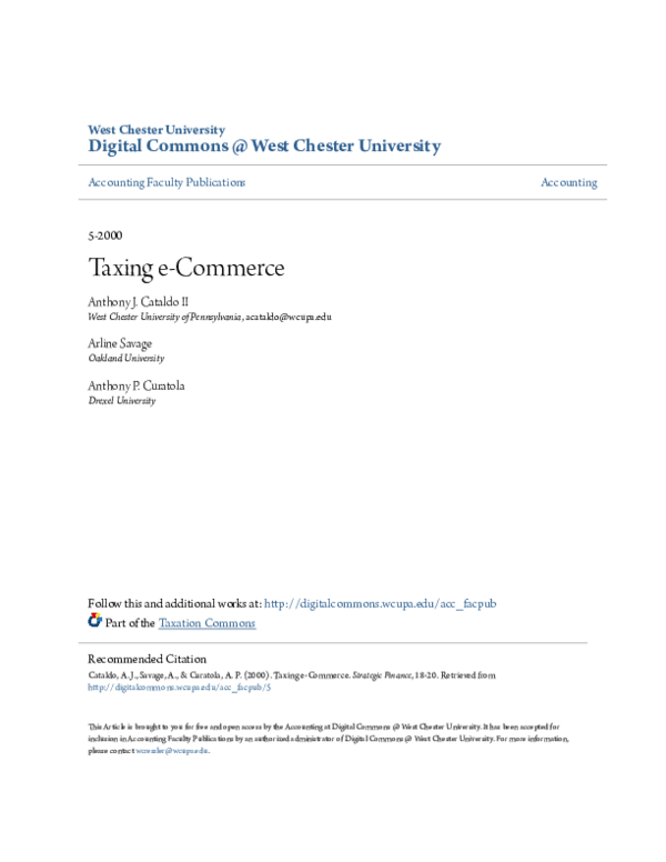 (PDF) Taxing e-Commerce