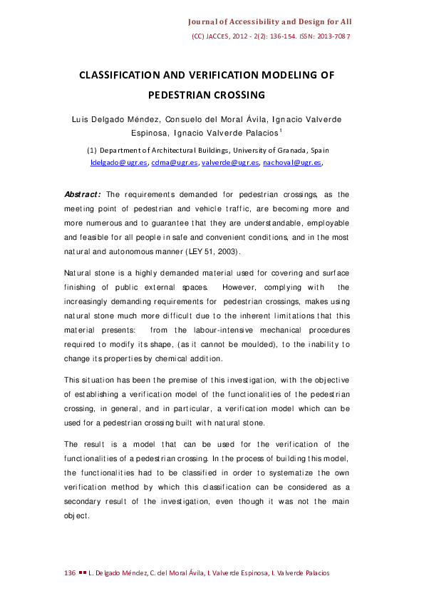 (PDF) Classification and Verification Modeling of Pedestrian Crossing