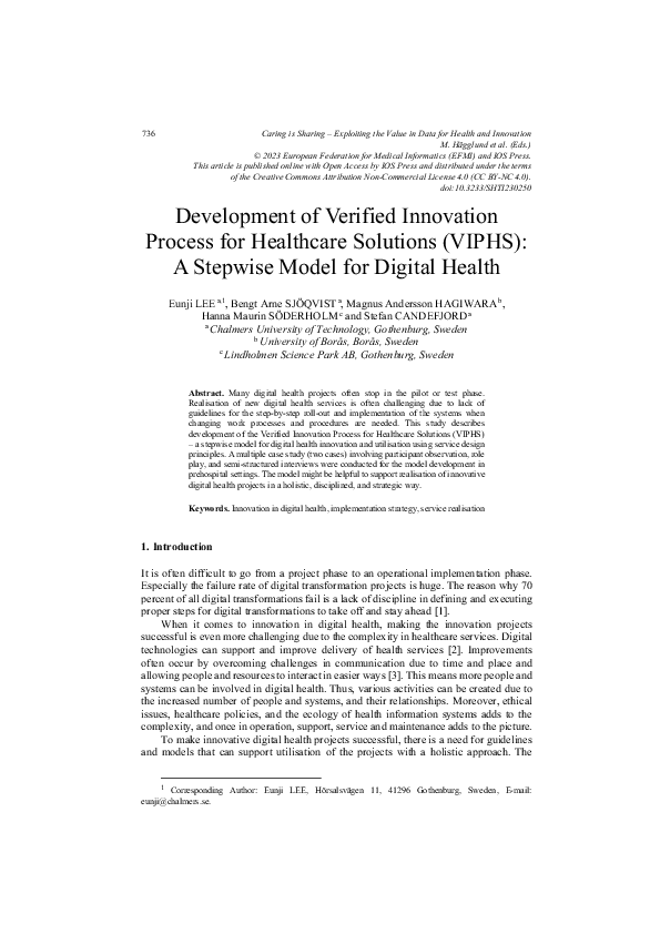 (PDF) Development of Verified Innovation Process for Healthcare Solutions (VIPHS): A Stepwise ...