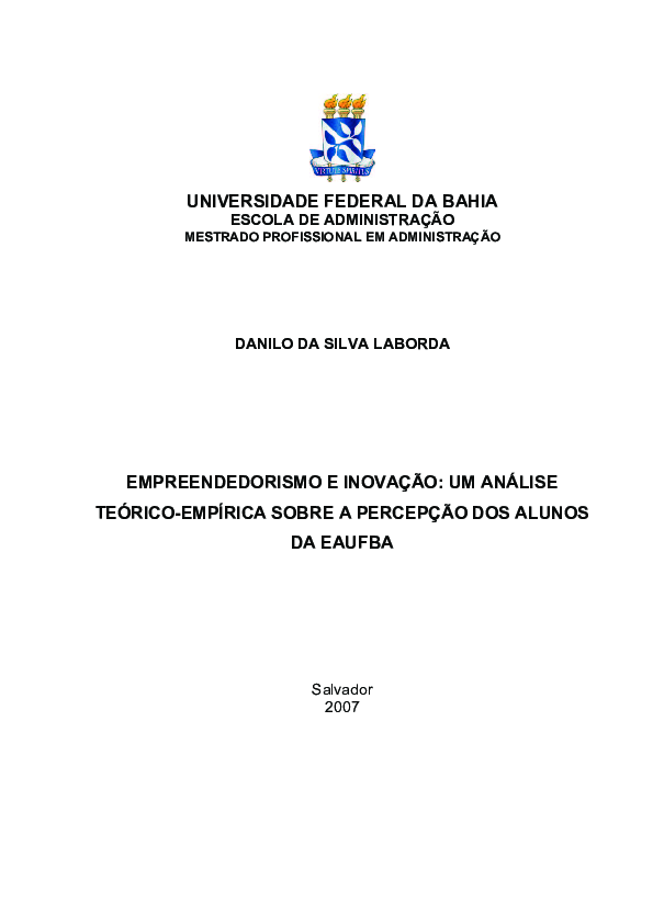 (PDF) Empreendedorismo e inovação: um análise teórico-empírica sobre a ...
