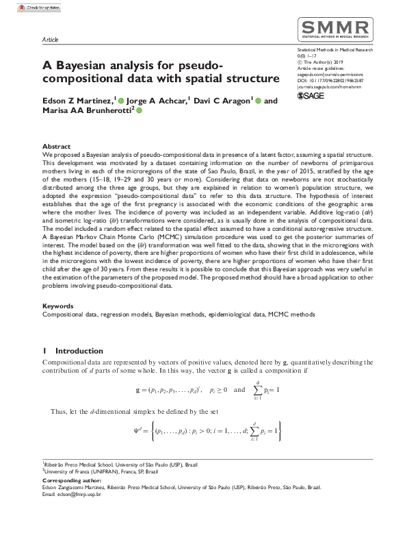 (PDF) A Bayesian analysis for pseudo-compositional data with spatial structure
