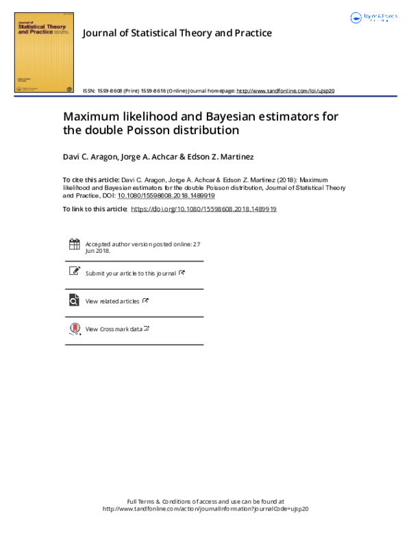 (PDF) Maximum likelihood and Bayesian estimators for the double Poisson distribution