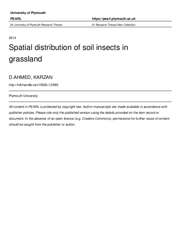(PDF) Spatial distribution of soil insects in grassland