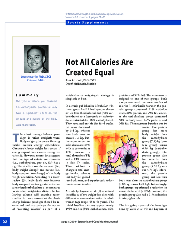 (PDF) Not All Calories Are Created Equal