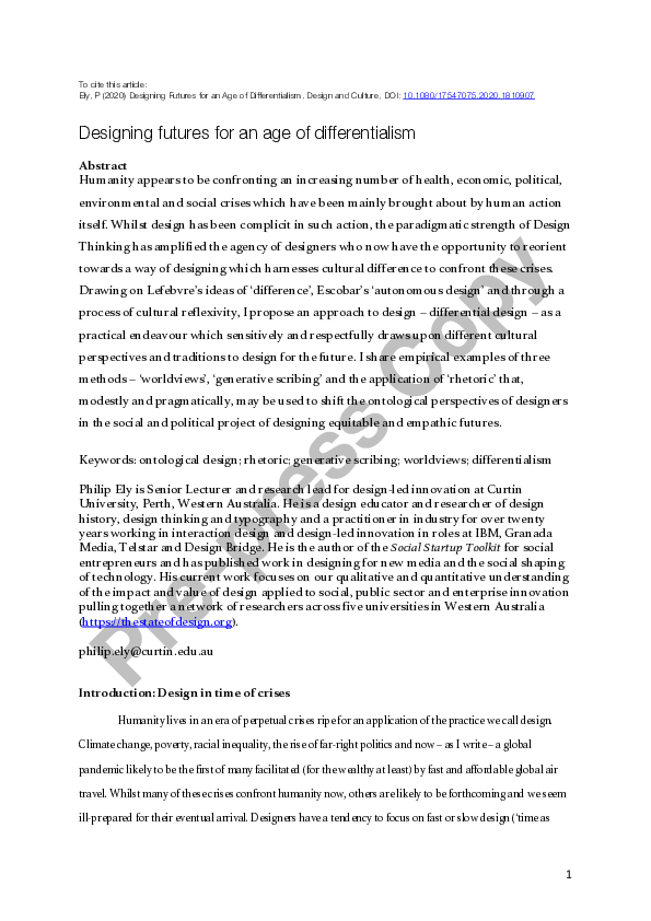 (PDF) Designing Futures for an Age of Differentialism