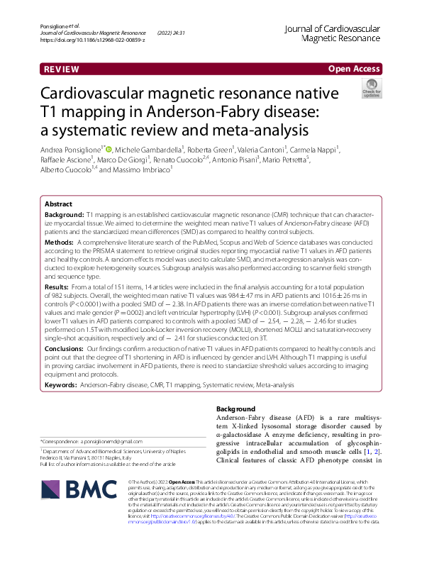 (PDF) Cardiovascular magnetic resonance native T1 mapping in Anderson ...