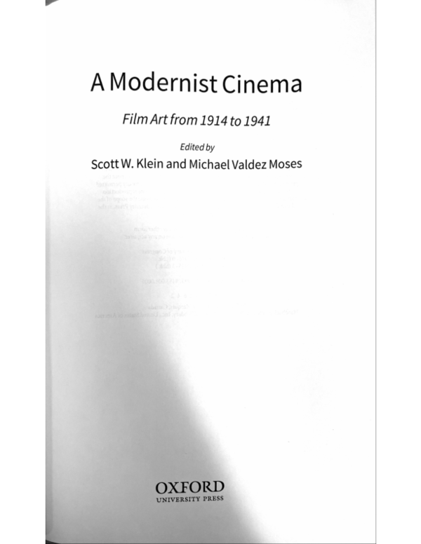 (PDF) A Modernist Cinema: Film Art from 1914 to 1941: Introduction