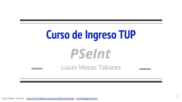 (PDF) Clase PSeInt Ingreso 2024 TUP