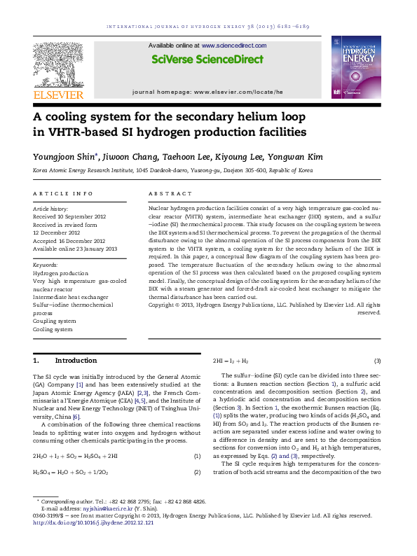 (PDF) A cooling system for the secondary helium loop in VHTR-based SI ...