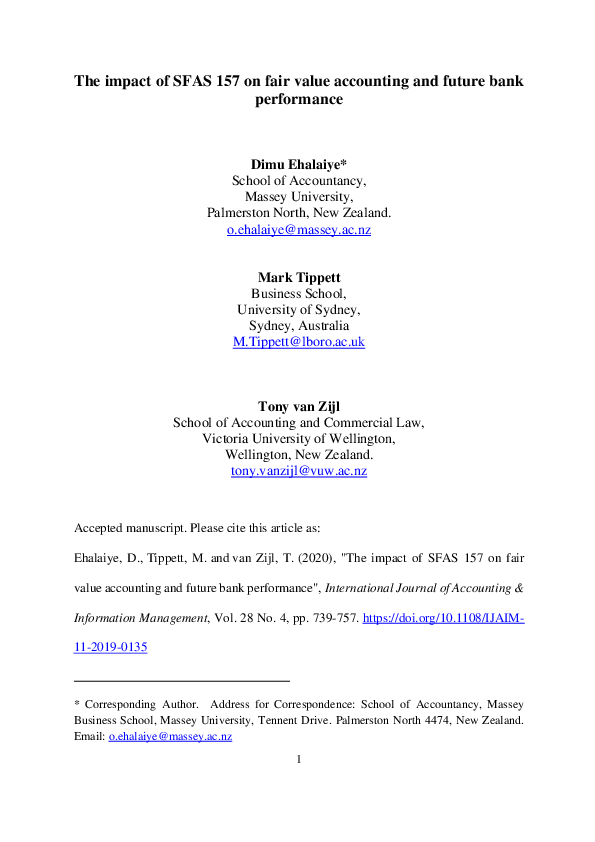 (PDF) The impact of SFAS 157 on fair value accounting and future bank ...