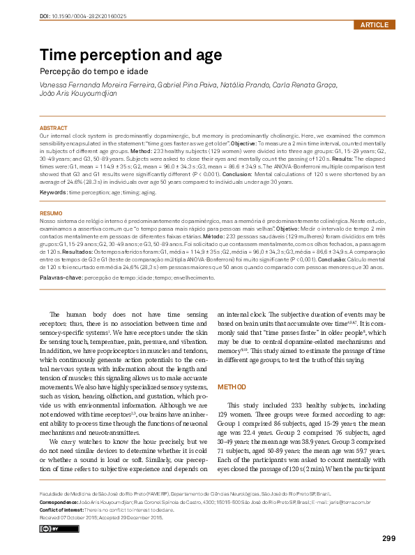 (PDF) Time perception and age
