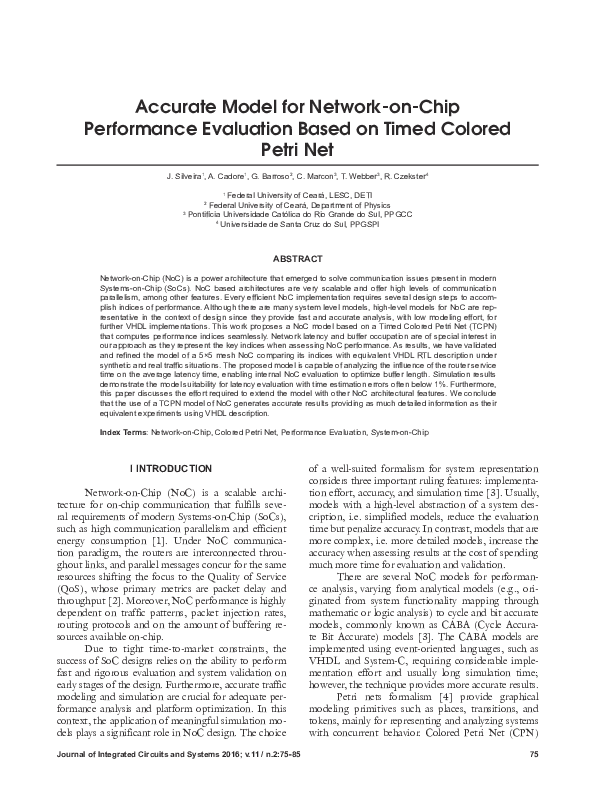 (PDF) Accurate Model for Network-on-Chip Performance Evaluation Based on Timed Colored Petri Net