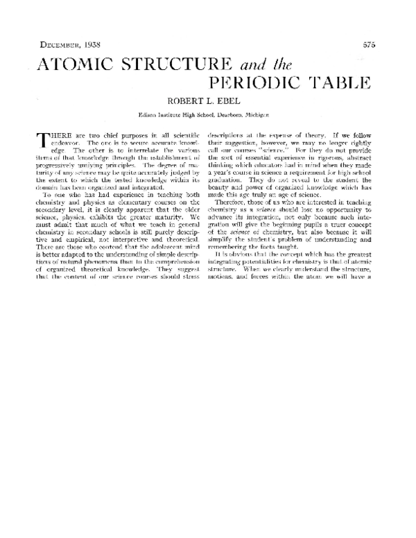 (PDF) Atomic Structure and Periodic Table